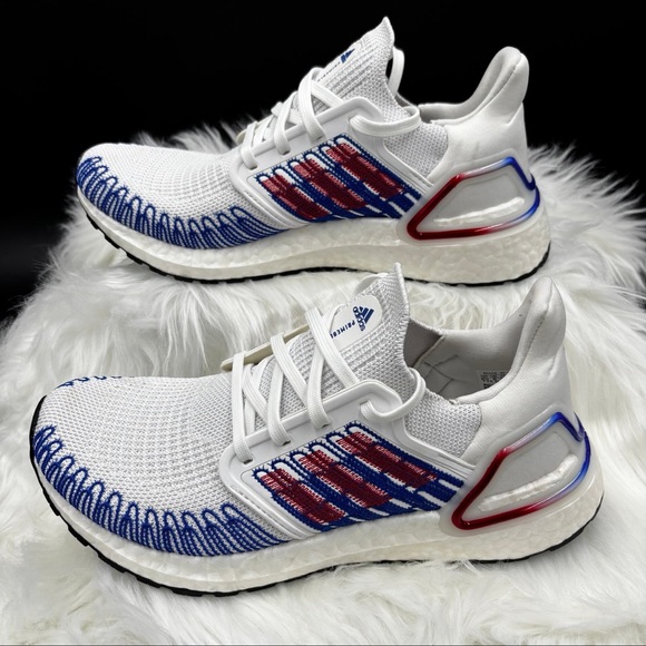adidas | Shoes | Adidas White And Blue Athletic Shoes With Boost ...